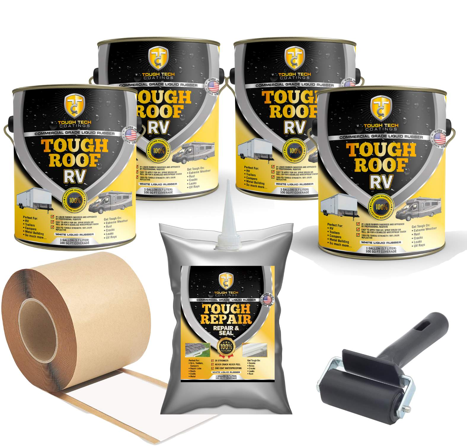 RV Roof Kit 4 Gallon 200 Sq Ft Coverage – Tough Tech Coatings